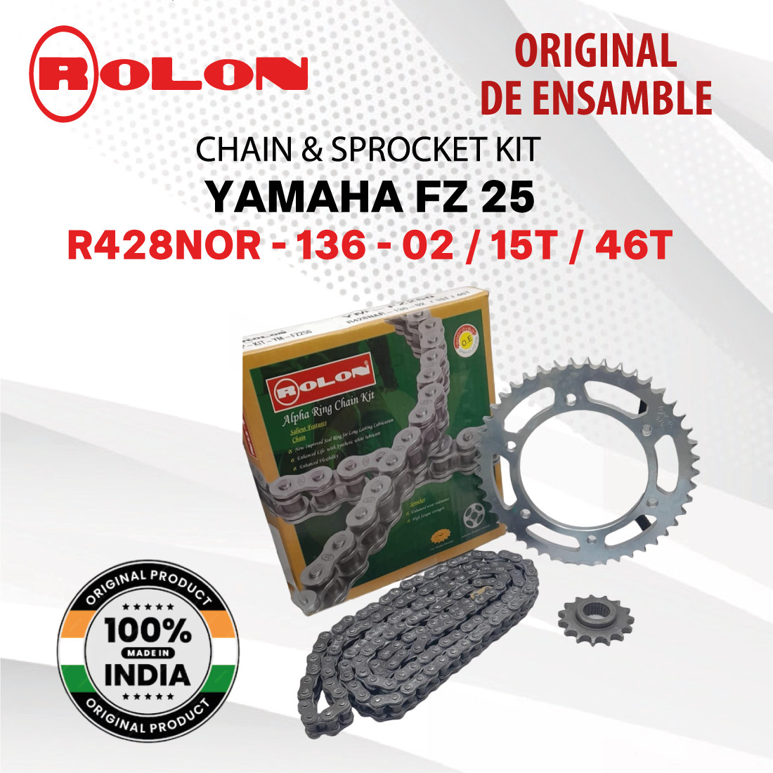 KIT ARRASTRE YAMAHA FZ 25 15TX46 ROLON - Dye Import David & Emily