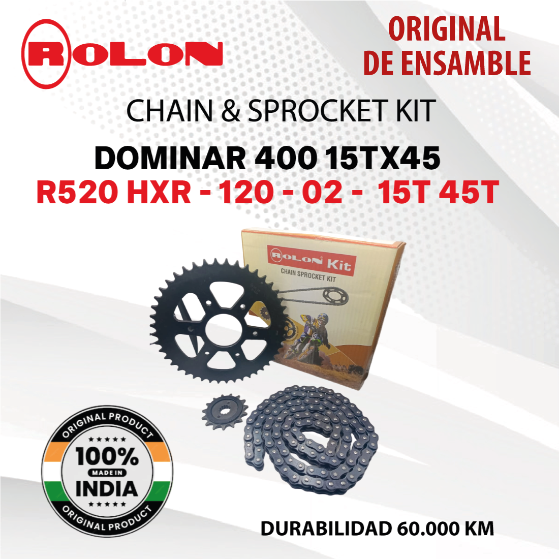 KIT ARRASTRE DOMINAR 400 15TX45 ROLON - Dye Import David & Emily