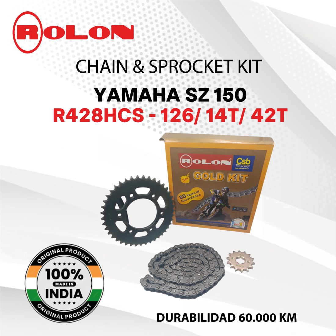 KIT ARRASTRE YAMAHA SZ 150 14TX42T ROLON - Dye Import David & Emily