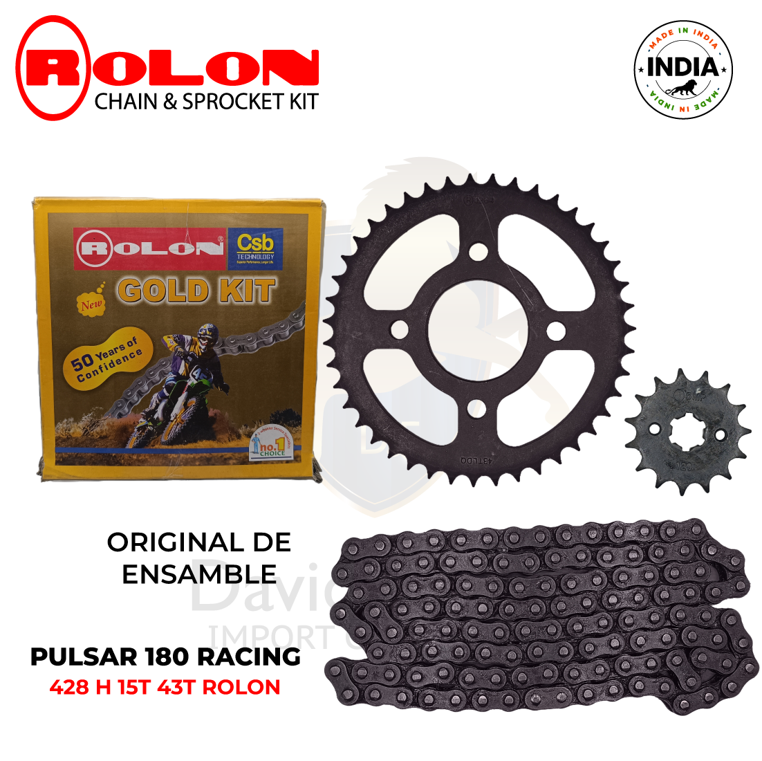 KIT ARRASTRE PULSAR 180 RACING 428H 15T 43T ROLON - Dye Import David ...