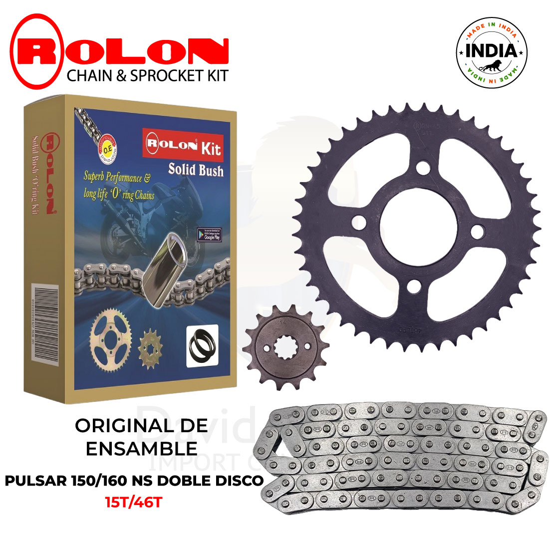 KIT ARRASTRE PULSAR 160 NS DOBLE DISCO 15T / 46T ROLON - Dye Import ...