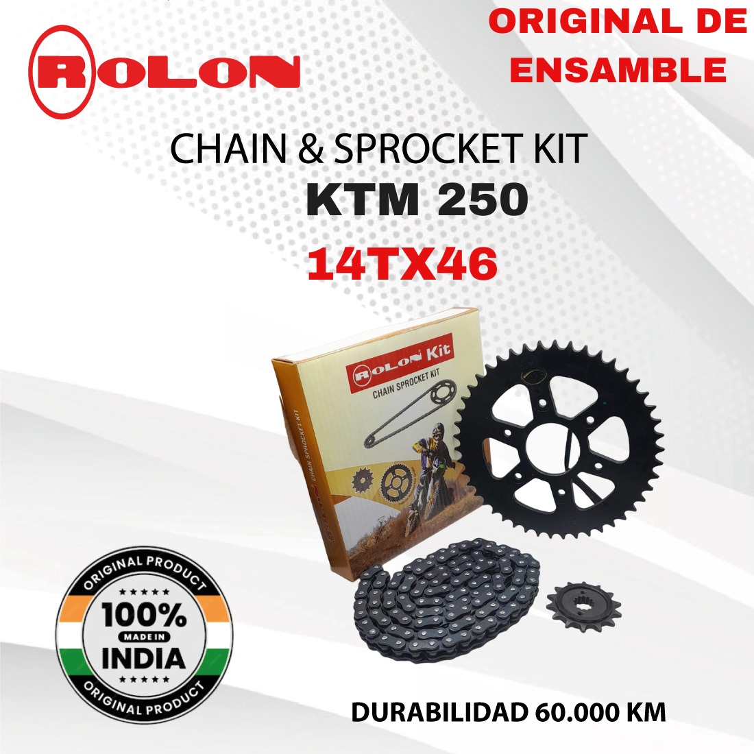 KIT ARRASTRE KTM 250 14TX46 ROLON - Dye Import David & Emily