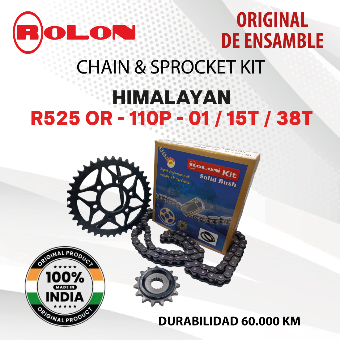 KIT ARRASTRE 525H110 HIMALAYAN ROYAL ENFIELD R525 0R - 110P - 01 / 15T ...