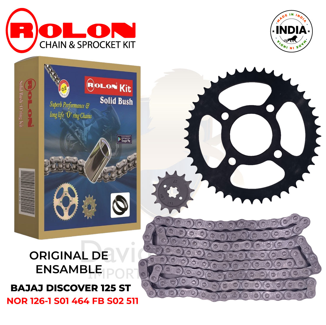 KIT DE ARRASTRE BAJAJ DISCOVER 125 ST NOR 126-1 S01 464 FB S02 511 ...